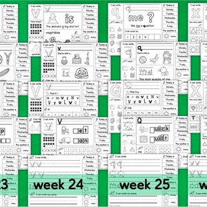 Kindergarten Daily Practice Worksheets FULL YEAR Spiral Review Phonics ...