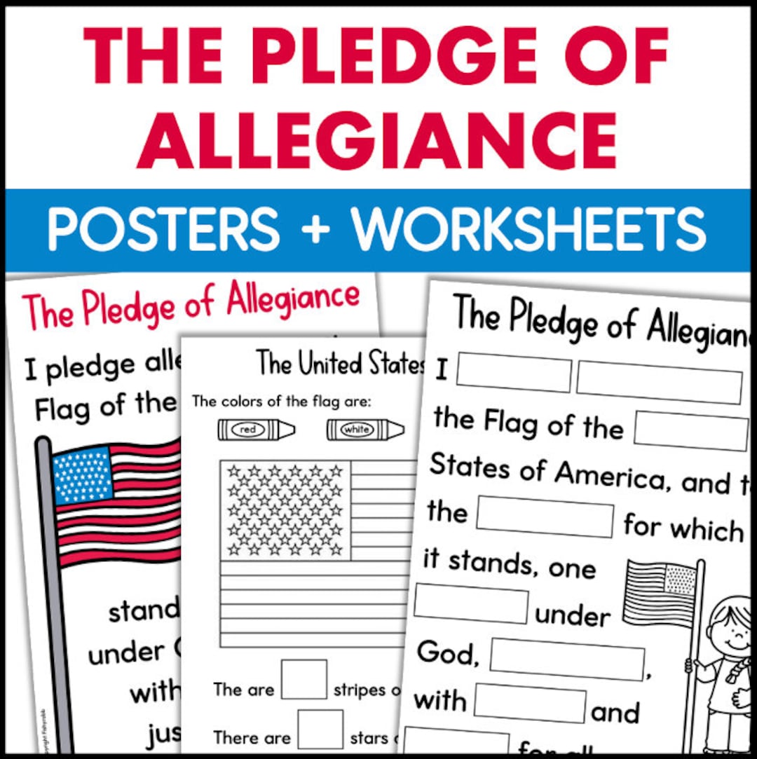 The Pledge of Allegiance Poster Worksheets and Vocabulary Activities ...