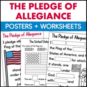 The Pledge of Allegiance Poster Worksheets and Vocabulary Activities ...
