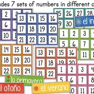 SPANISH Calendar Kit Months Days Seasons Weather Date Cards Set El ...