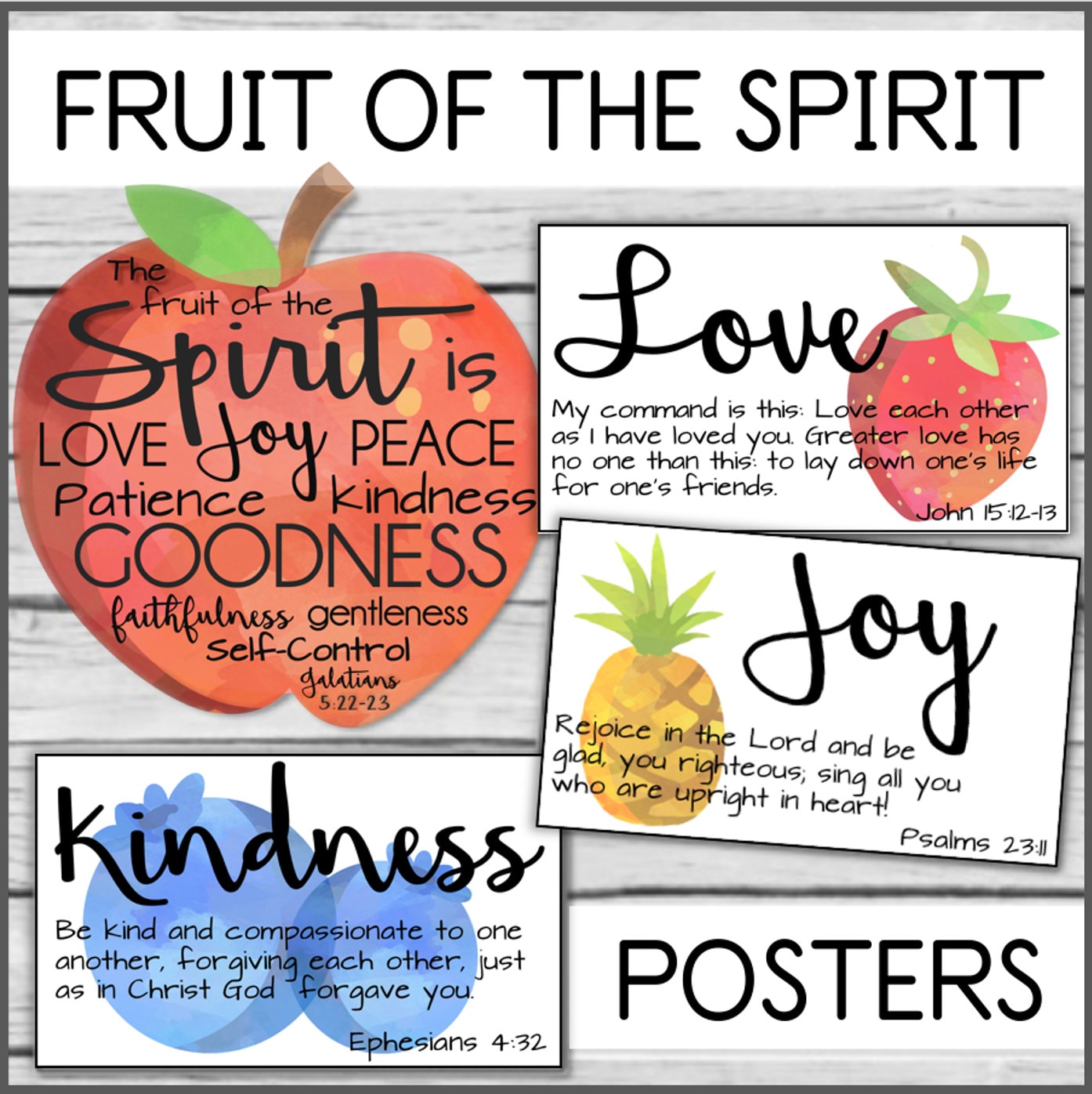 Fruit of the Spirit Watercolor Posters Printable - Christian Classroom ...
