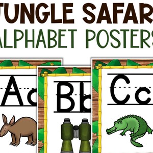 Printable Jungle Safari Theme ABC Alphabet Posters Letters A - Etsy