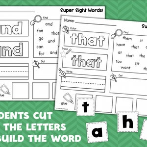 Kindergarten 1st Grade Sight Words 100 Practice Worksheets High ...