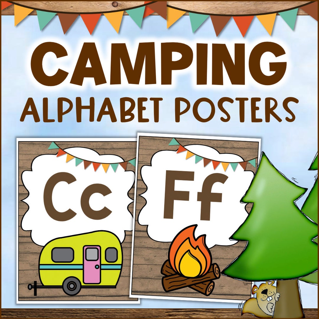 Printable CAMPING Theme ABC Alphabet Posters & Word Wall - Etsy