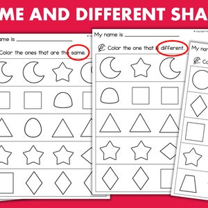 Same and Different Printable Worksheets Visual Discrimination Shapes ...
