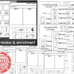 Learn to Read & Write CVC Words Short Vowels Worksheets Activities ...