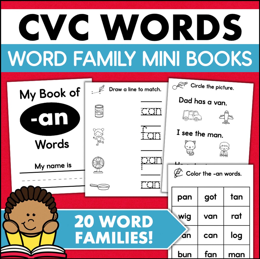 Kindergarten Learn to Read Mini Books CVC Word Families - Homeschool ...
