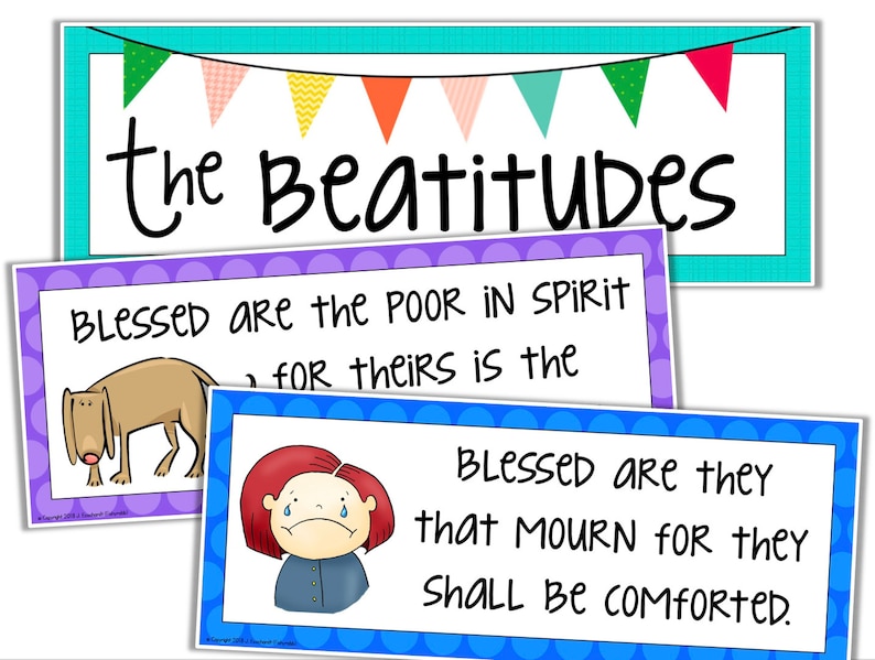 The Beatitudes Bulletin Board Set Posters & Worksheets Christian ...