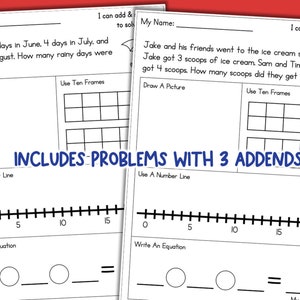 First Grade Math Worksheets Addition and Subtraction Word Problems ...
