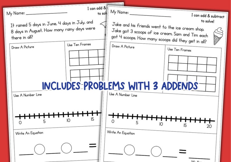 First Grade Math Worksheets Addition and Subtraction Word - Etsy