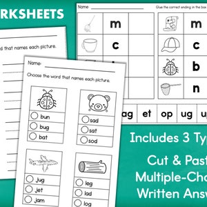 Kindergarten Learn to Read Activities Reading Game and Worksheets CVC ...