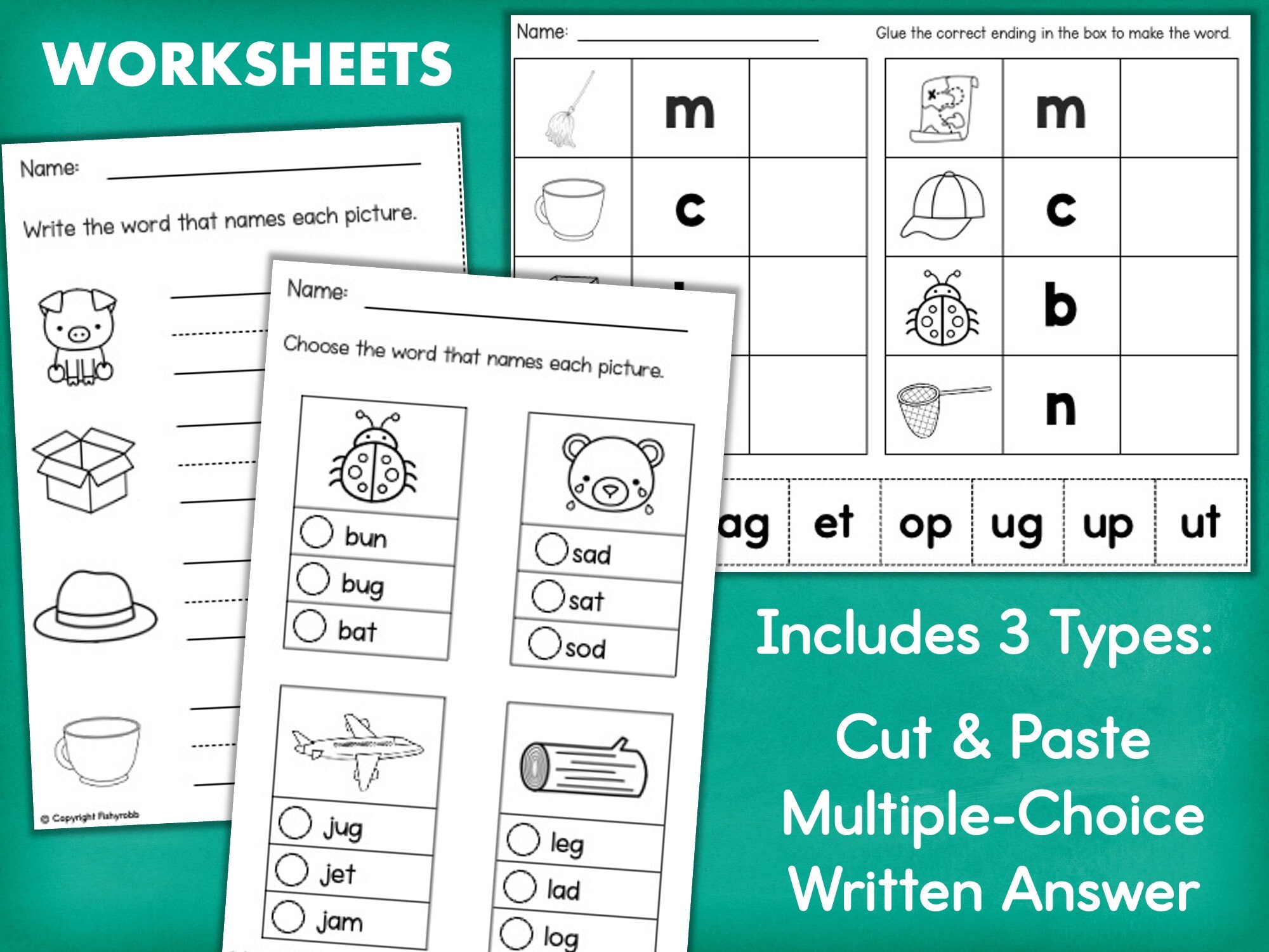 Kindergarten Learn to Read Activities Reading Game and Worksheets CVC ...