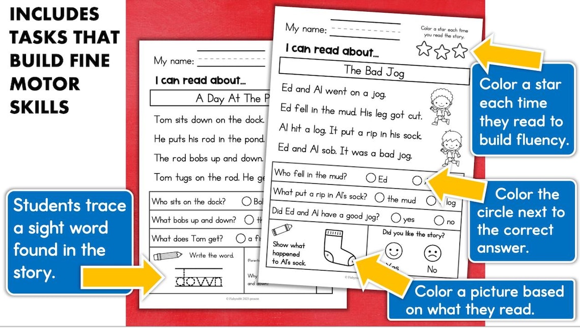 Kindergarten at Home Reading Worksheets - Sight Word Stories and ...