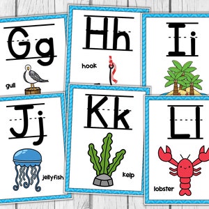 Printable UNDER the SEA Ocean Theme ABC Alphabet Posters Letters A to Z ...