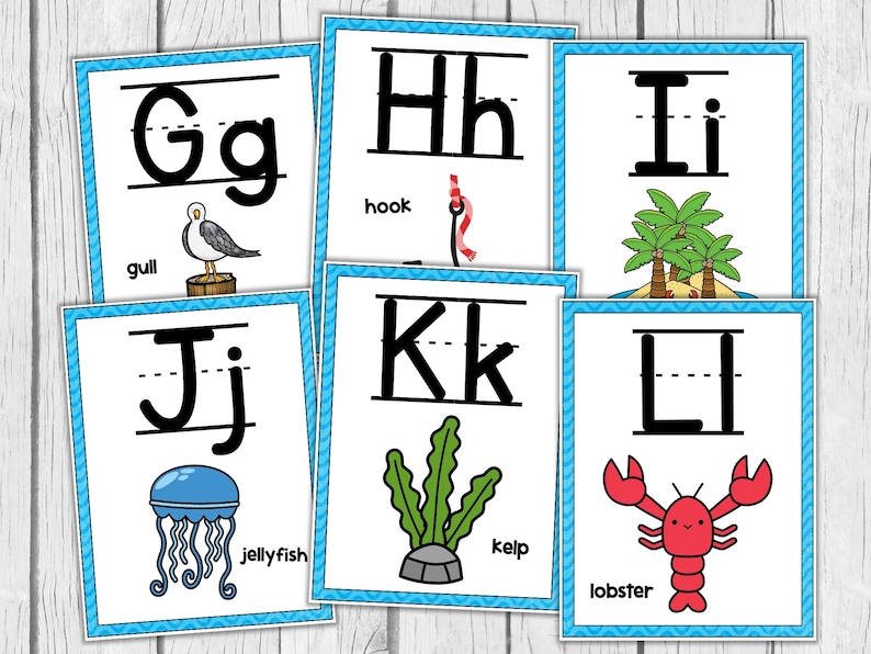 Printable UNDER the SEA Ocean Theme ABC Alphabet Posters - Etsy