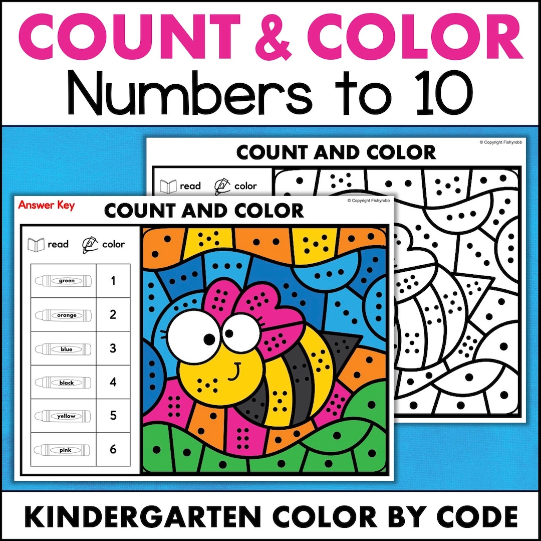 Kindergarten Count and Color by Number Worksheets Numbers to 10 Math ...