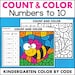 Kindergarten Count and Color by Number Worksheets Numbers to - Etsy