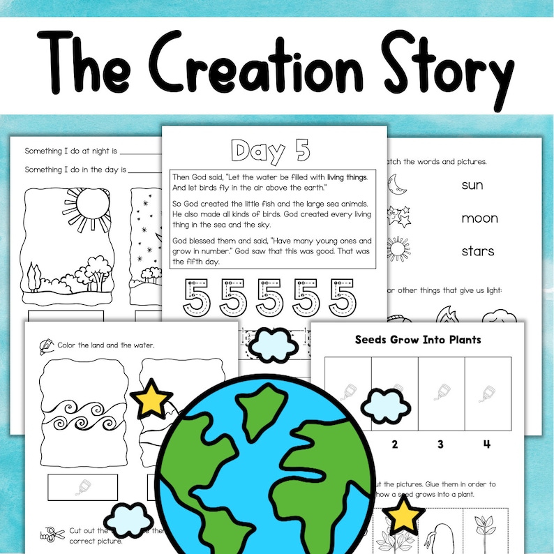 7 Days of Creation Story Posters, Book - Bible Sunday School Christian ...