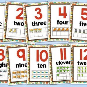 Printable CAMPING Theme Number Posters 1 to 20 With Tens Frame ...