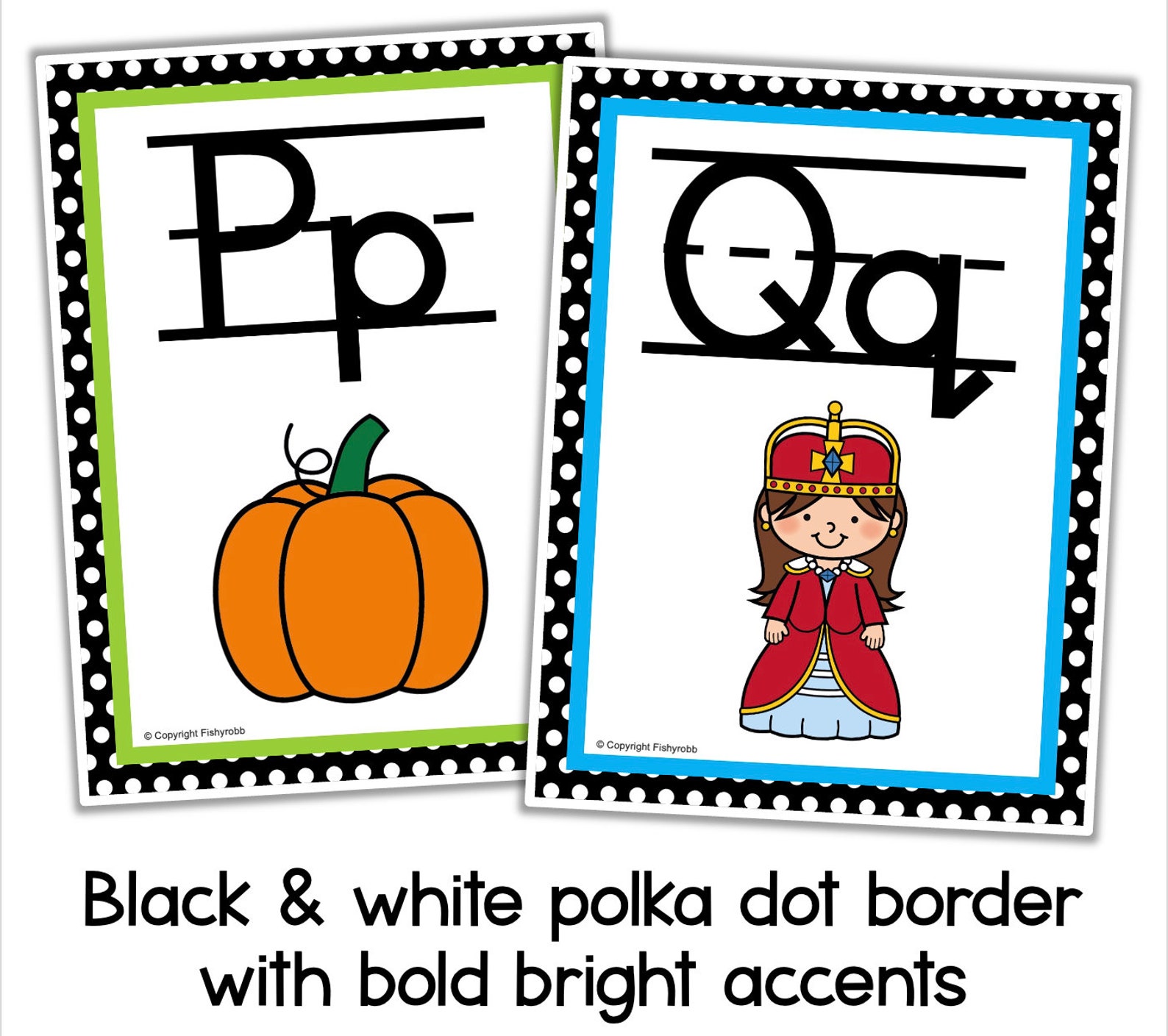 Printable ABC Alphabet Posters Letters A to Z Brights on Polka - Etsy