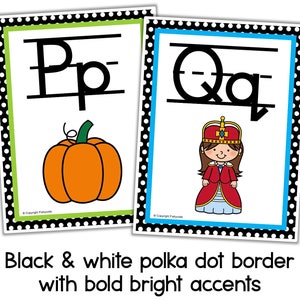 Printable ABC Alphabet Posters Letters A to Z Brights on Polka Dots ...