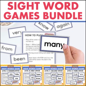 Sight Word Games Bundle Kindergarten 1st 2nd 3rd Grade Homeschool ...