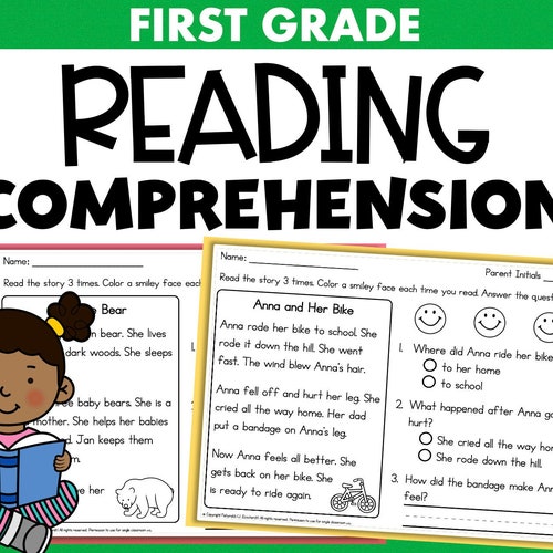 Kindergarten at Home Reading Worksheets Comprehension - Etsy