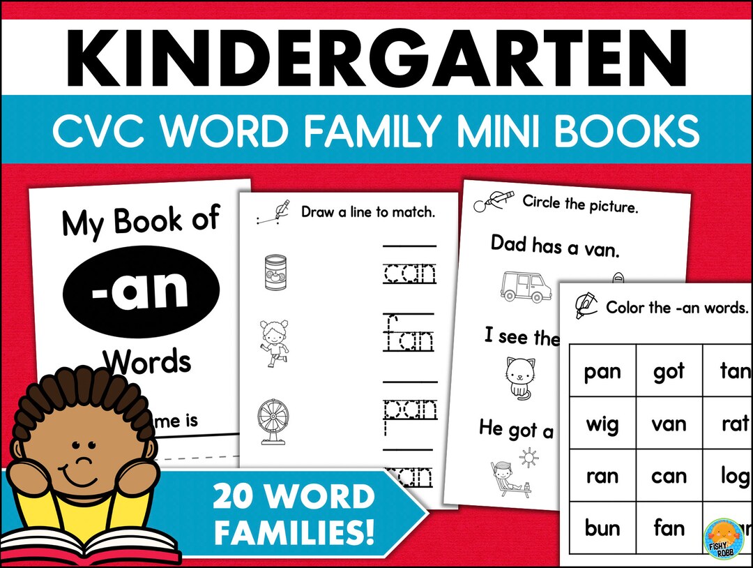 Kindergarten Learn to Read Mini Books CVC Word Families - Etsy