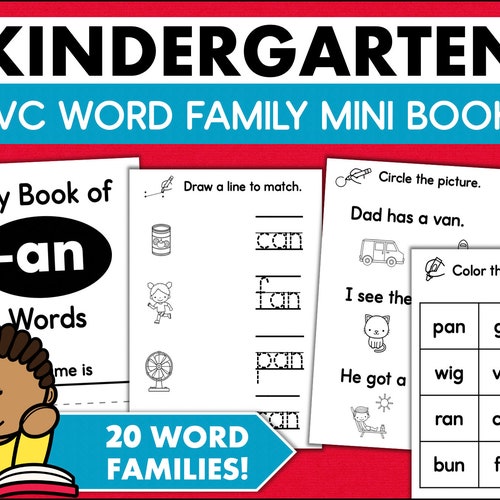 Kindergarten Learn to Read Mini Books CVC Word Families - Etsy
