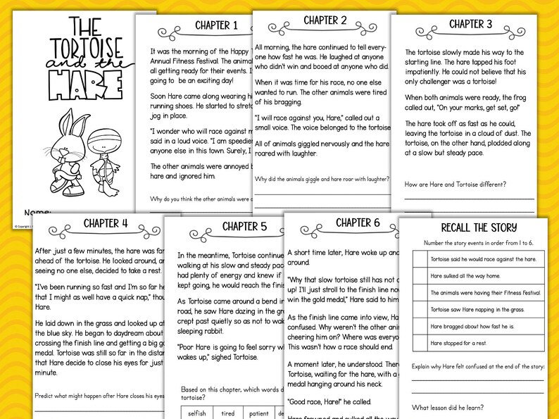 AESOP'S FABLES Printable Books Reading Comprehension - Etsy