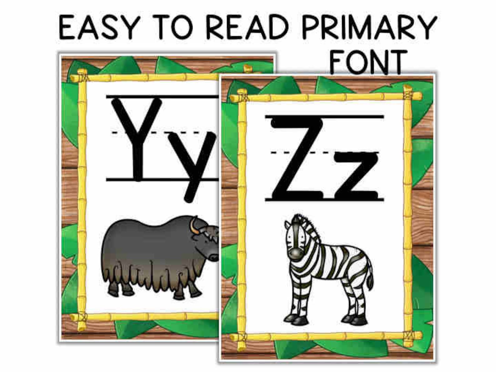 Printable Jungle Safari Theme ABC Alphabet Posters Letters A to Z Wild ...