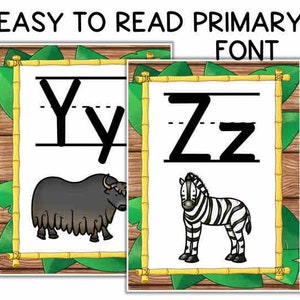 Printable Jungle Safari Theme ABC Alphabet Posters Letters A to Z Wild ...