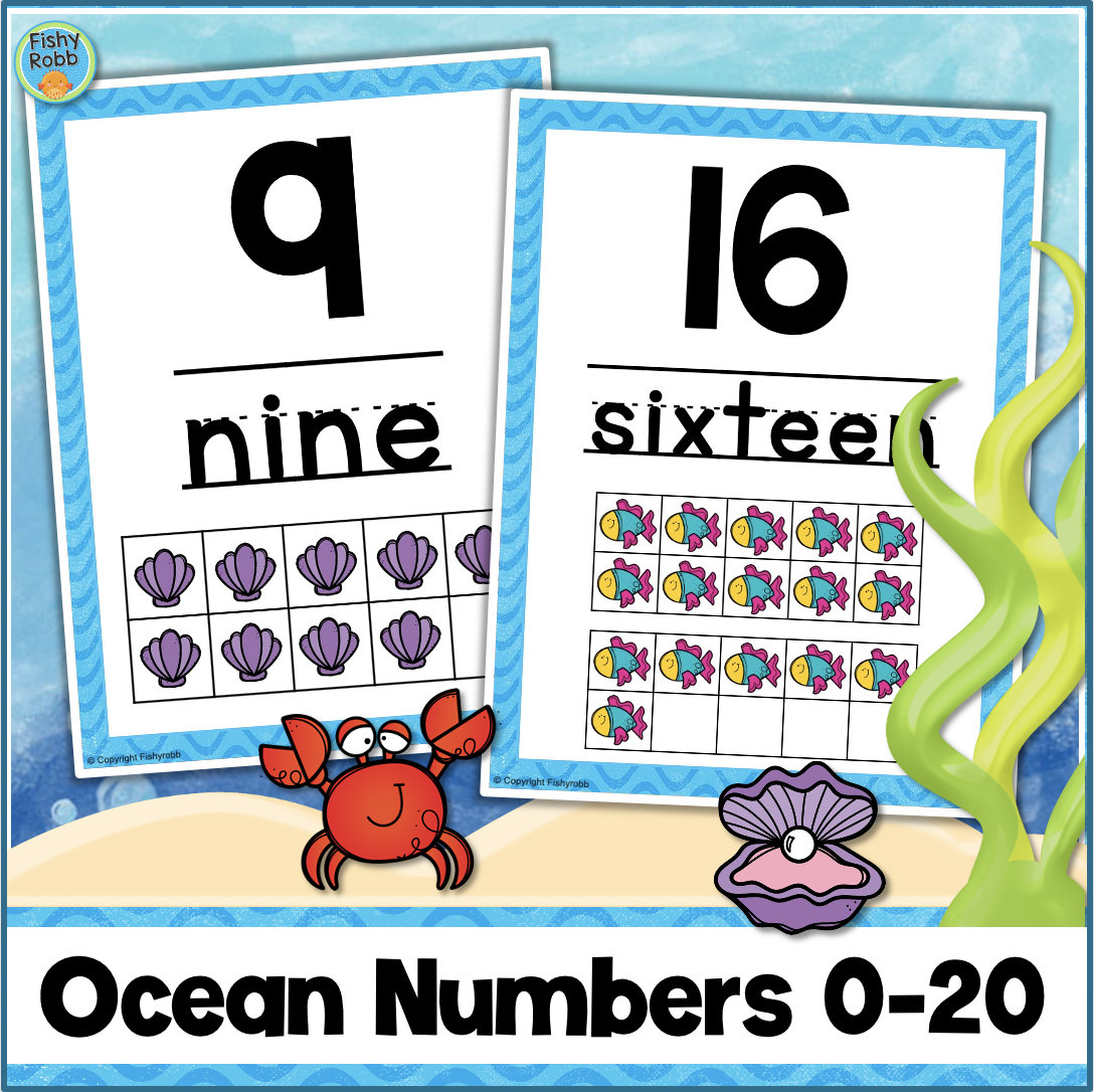 Printable UNDER the SEA Ocean Theme Number Posters 0-20 Classroom Decor ...