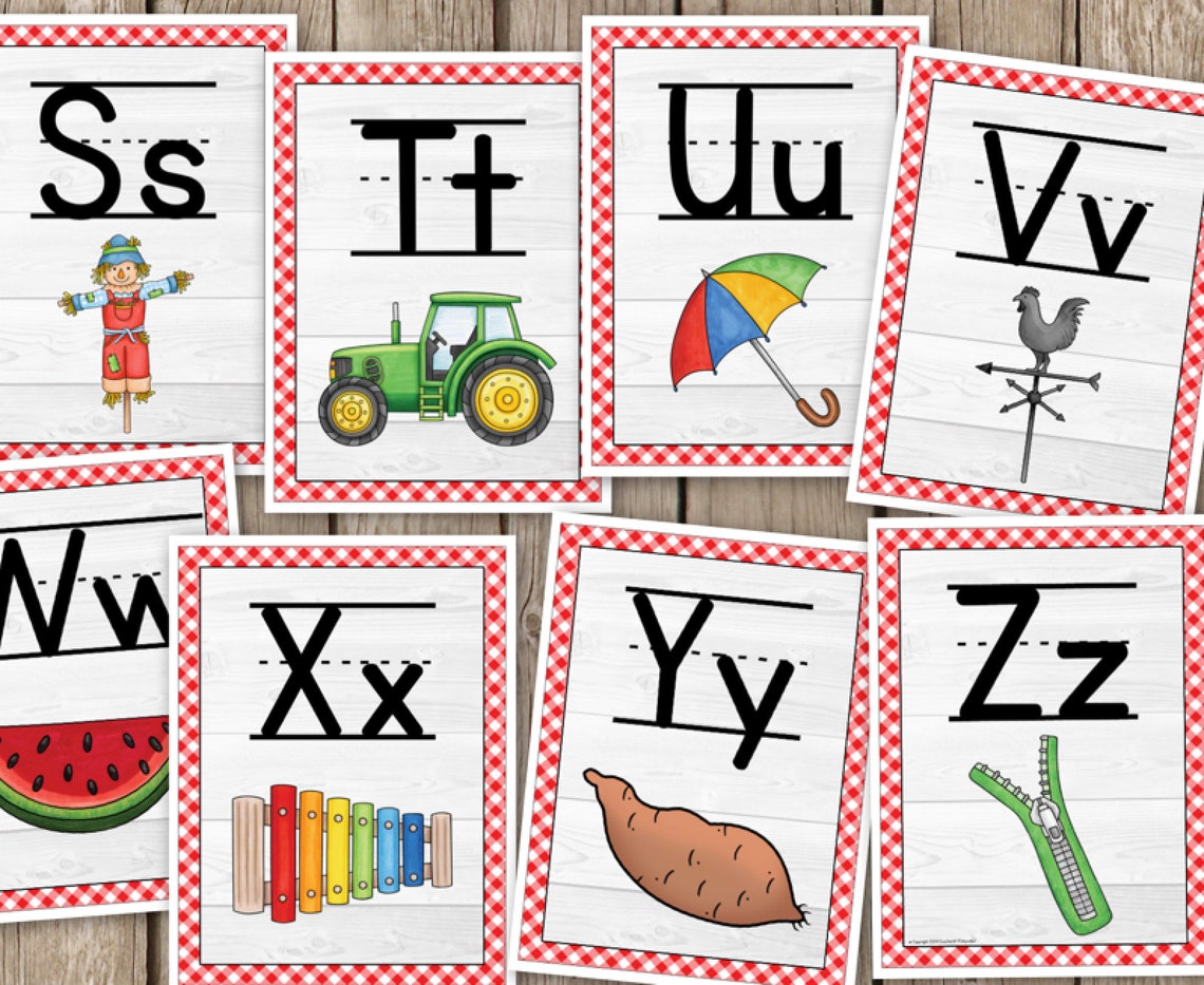 Printable Farm Theme Alphabet Posters ABC Letters Classroom - Etsy