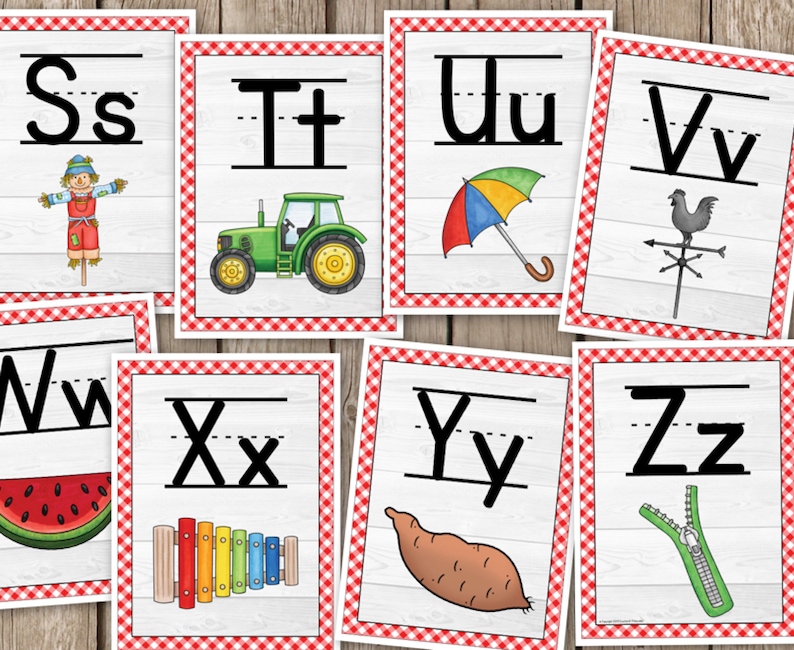 Printable Farm Theme Alphabet Posters ABC Letters Classroom | Etsy