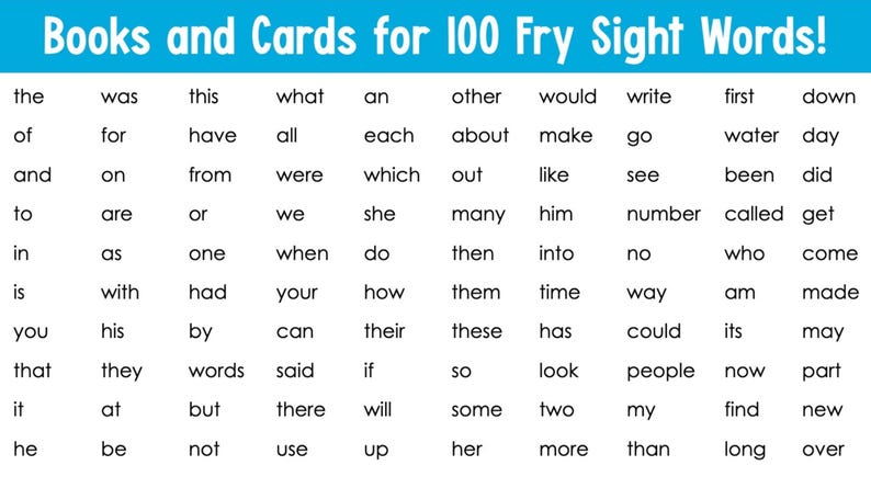 Printable Sight Word Books for 100 High Frequency Words Kindergarten ...