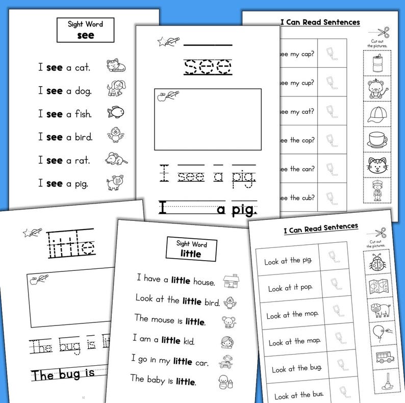 Kindergarten Sight Word Sentences Learn to Read Worksheets & Activities ...
