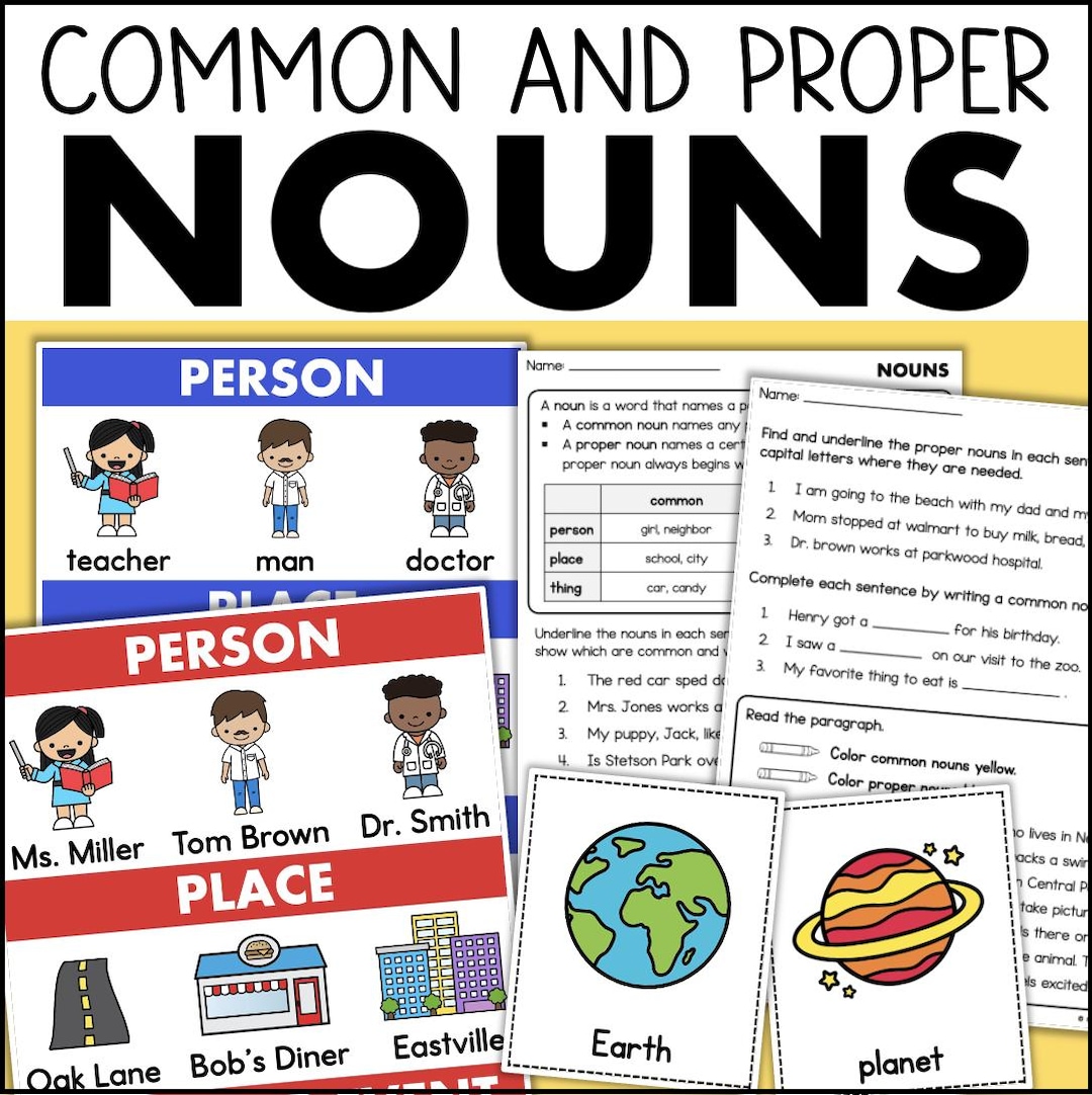 Common and Proper Nouns 2nd Grade Grammar Language Arts Worksheets ...