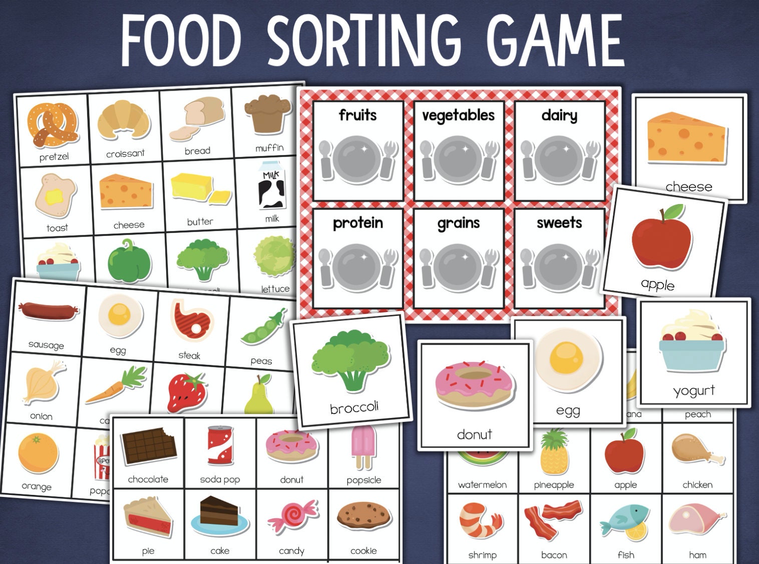 Food Groups Healthy Foods Activity Game Worksheet Kindergarten Prek ...