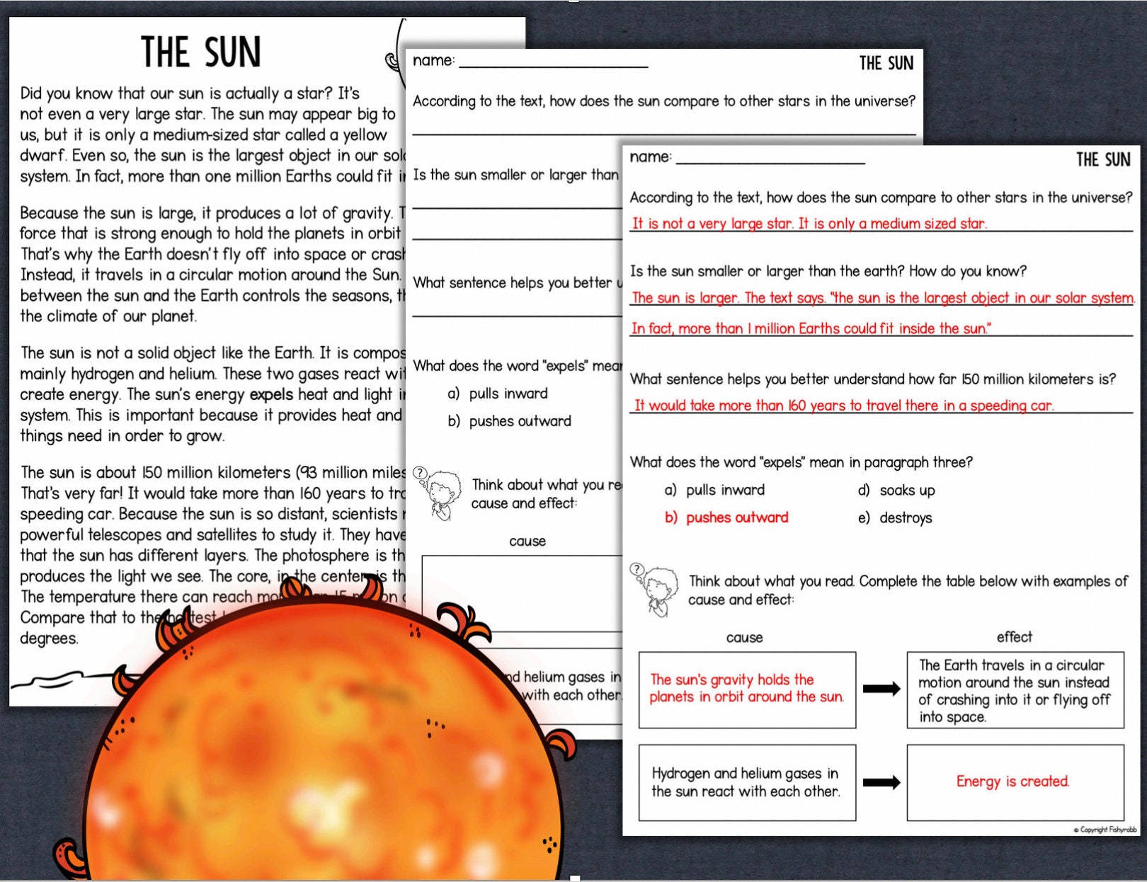 SOLAR SYSTEM Sun Planets Reading Worksheets Passages With Comprehension ...