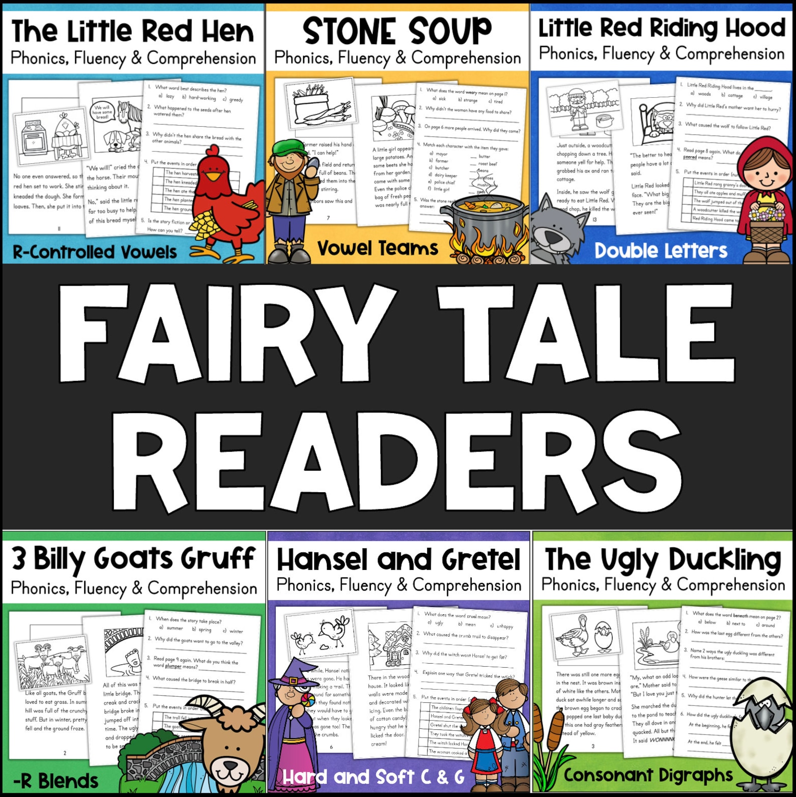 FAIRY TALES Decodable Readers Printable Books & Phonics Skills ...