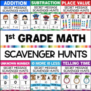 1st Grade Math Activities BUNDLE Addition Subtraction Telling Time ...