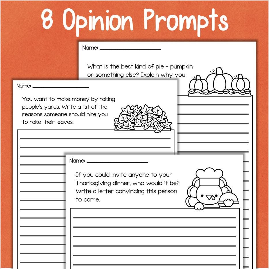 2nd 3rd Grade Writing Prompts and Printable Worksheets Year Long Bundle ...