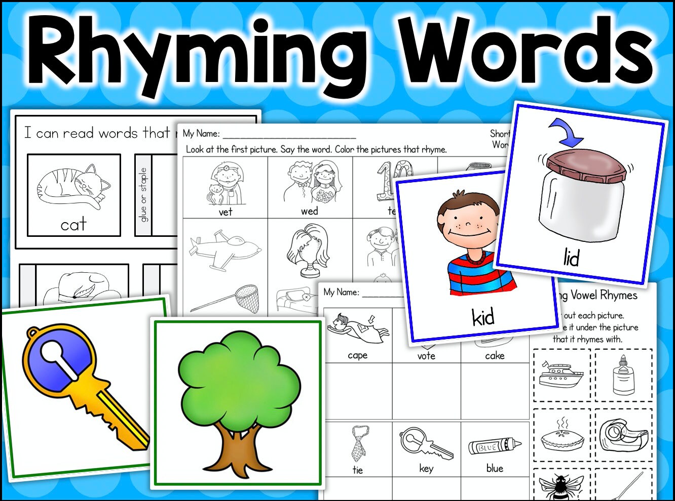 Rhyming Words Learn to Read Worksheets Activities Preschool | Etsy