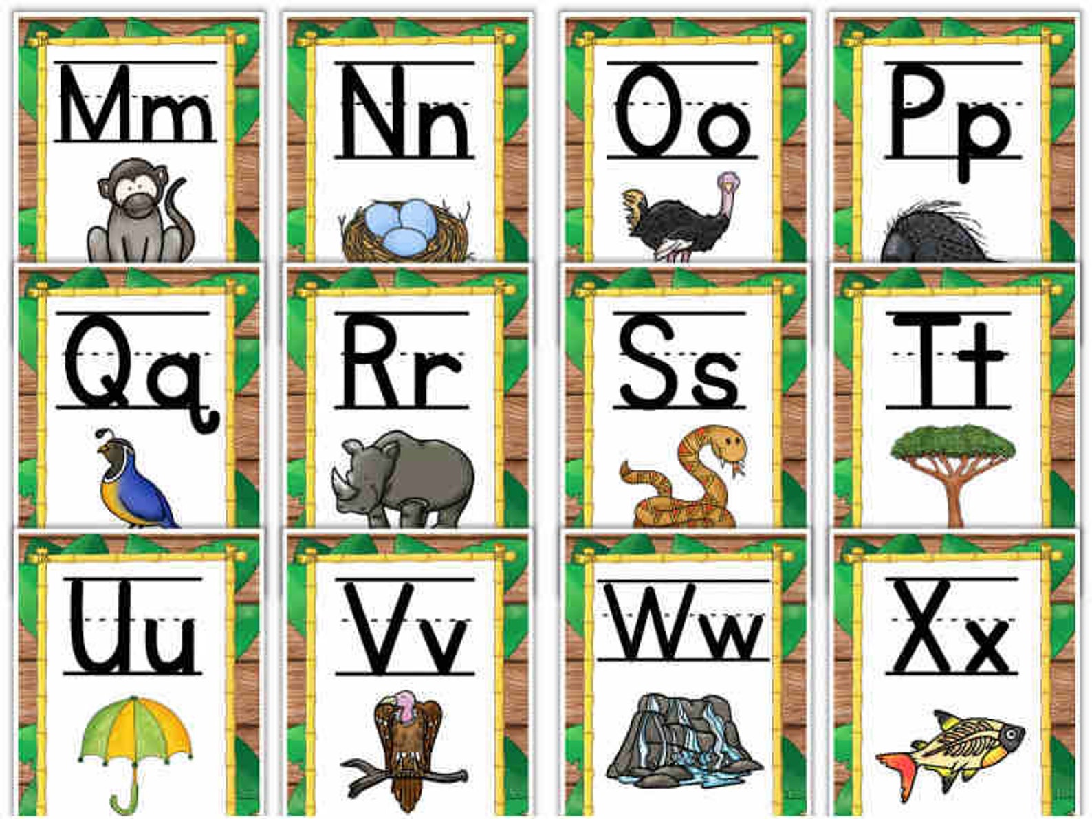 Printable Jungle Safari Theme ABC Alphabet Posters (Instant Download ...