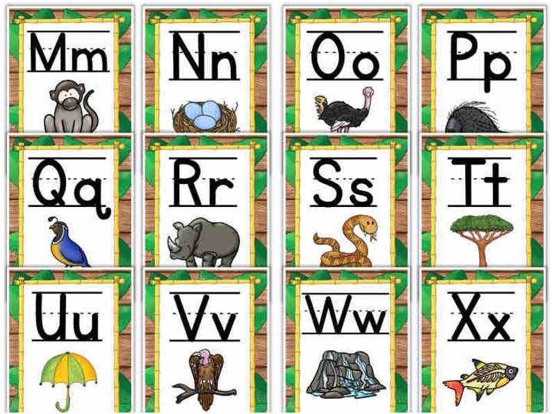 Printable Jungle Safari Theme ABC Alphabet Posters Letters A - Etsy