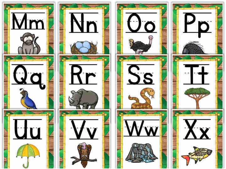 Printable Jungle Safari Theme ABC Alphabet Posters (Instant Download ...