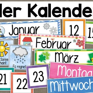 GERMAN Calendar Kit Months Days Seasons Weather Date Cards Set - Etsy