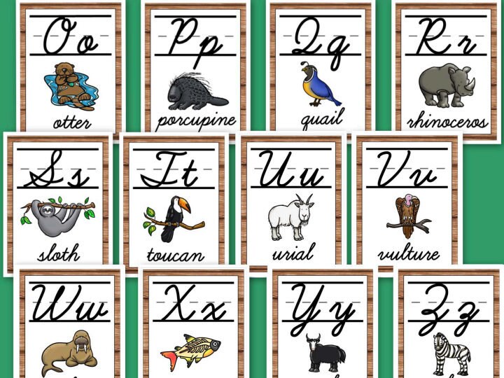 Printable Wild Animals Cursive Alphabet Posters & Handwriting - Etsy