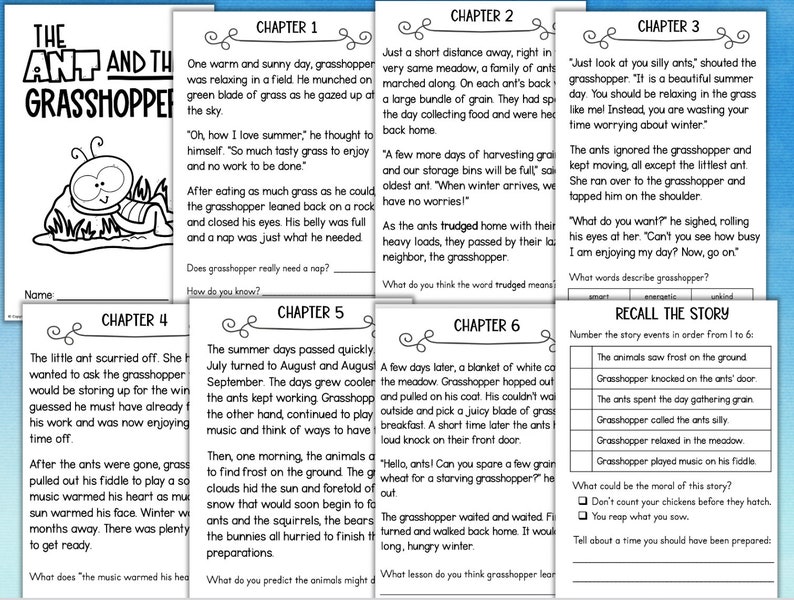 AESOP'S FABLES Printable Books Reading Comprehension BUNDLE 2nd 3rd ...